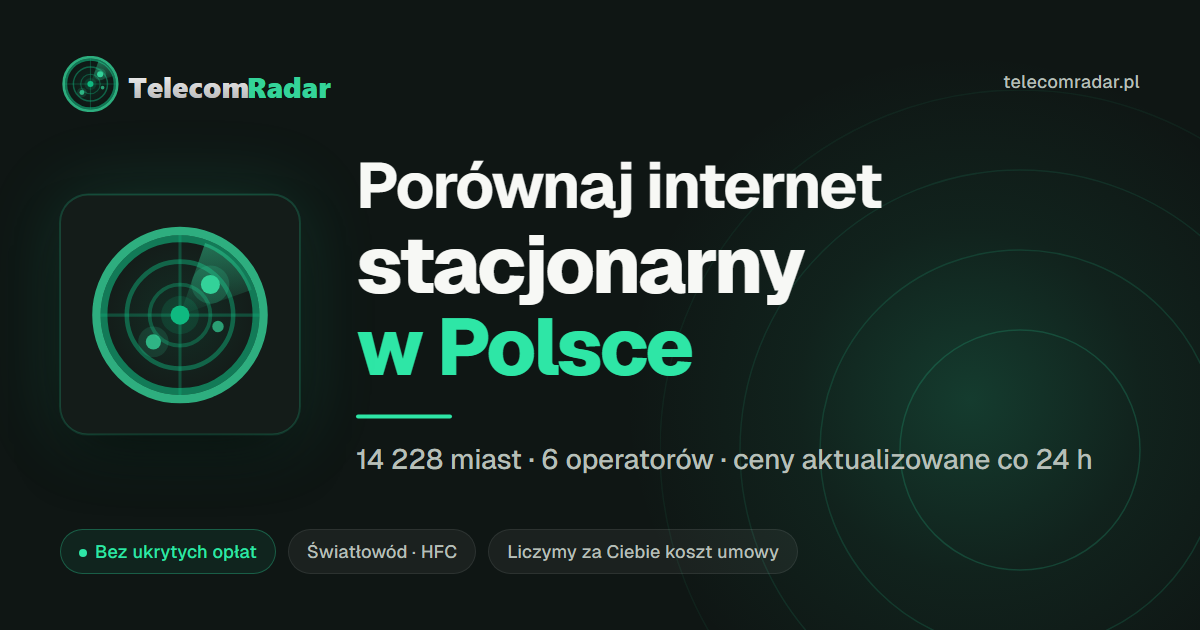 Internet Kościerzyna, 5 operators, plans from 10 PLN | TelecomRadar